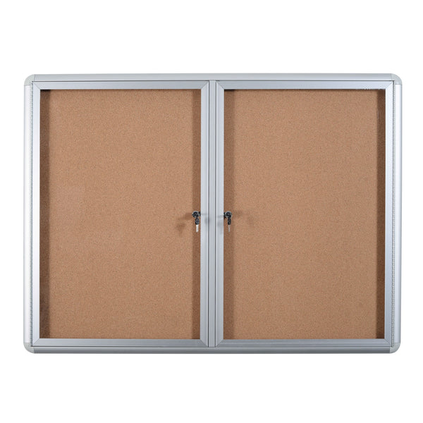 Cork Bulletin Enclosed Cabinet Two Swing Doors– Slickpurchase
