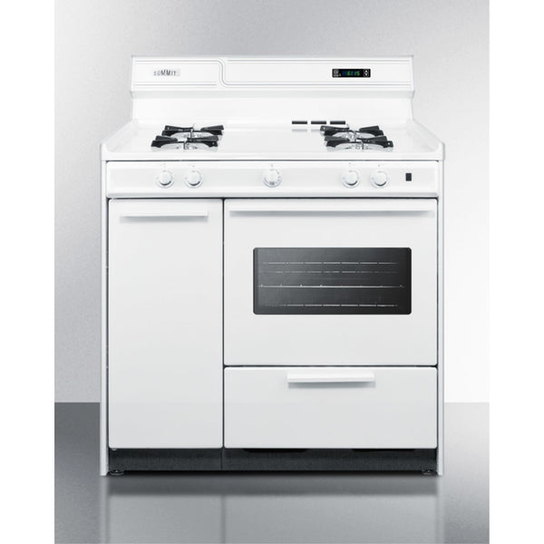 36 Wide Gas Range In White With Open Burners, Storage Compartment, Ove ...