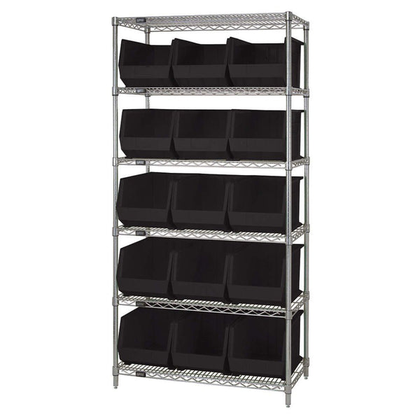 Bin Wire Shelving System, 36L X 18D X 74H, 800 Lbs Load Capacity Per S ...